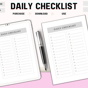 Daily Checklist Minimalist White and Grey to Do List Printable Digital ...