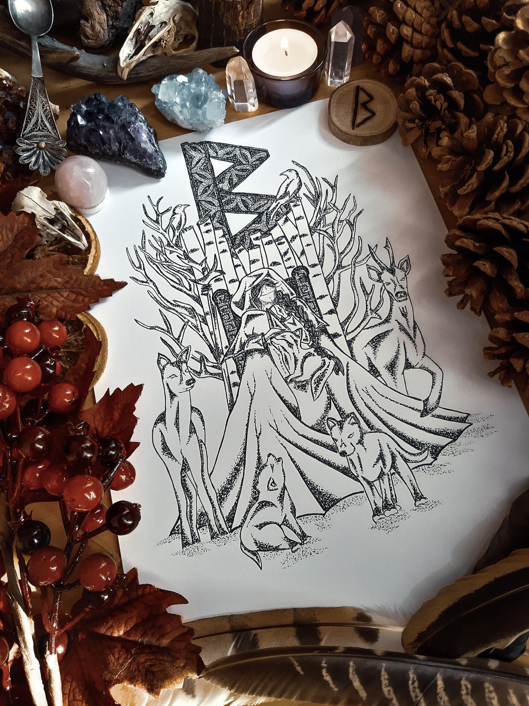 Berkana Rune Artwork - Etsy UK