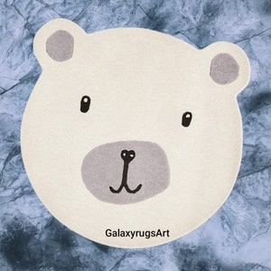 Cute Taddy Face Rug, Cream White Rug, Cartoon Rugs, Kids Bedroom Living ...