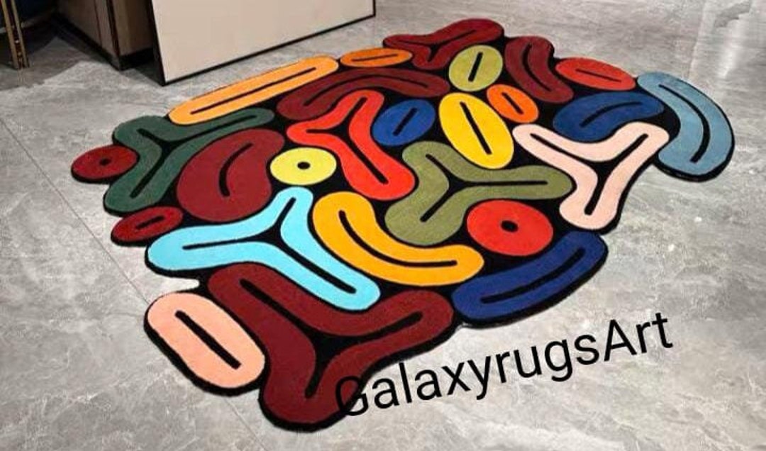 Abstract Irregular Shaped Rug, Living Room Rug, Area Rug, Art Rug ...