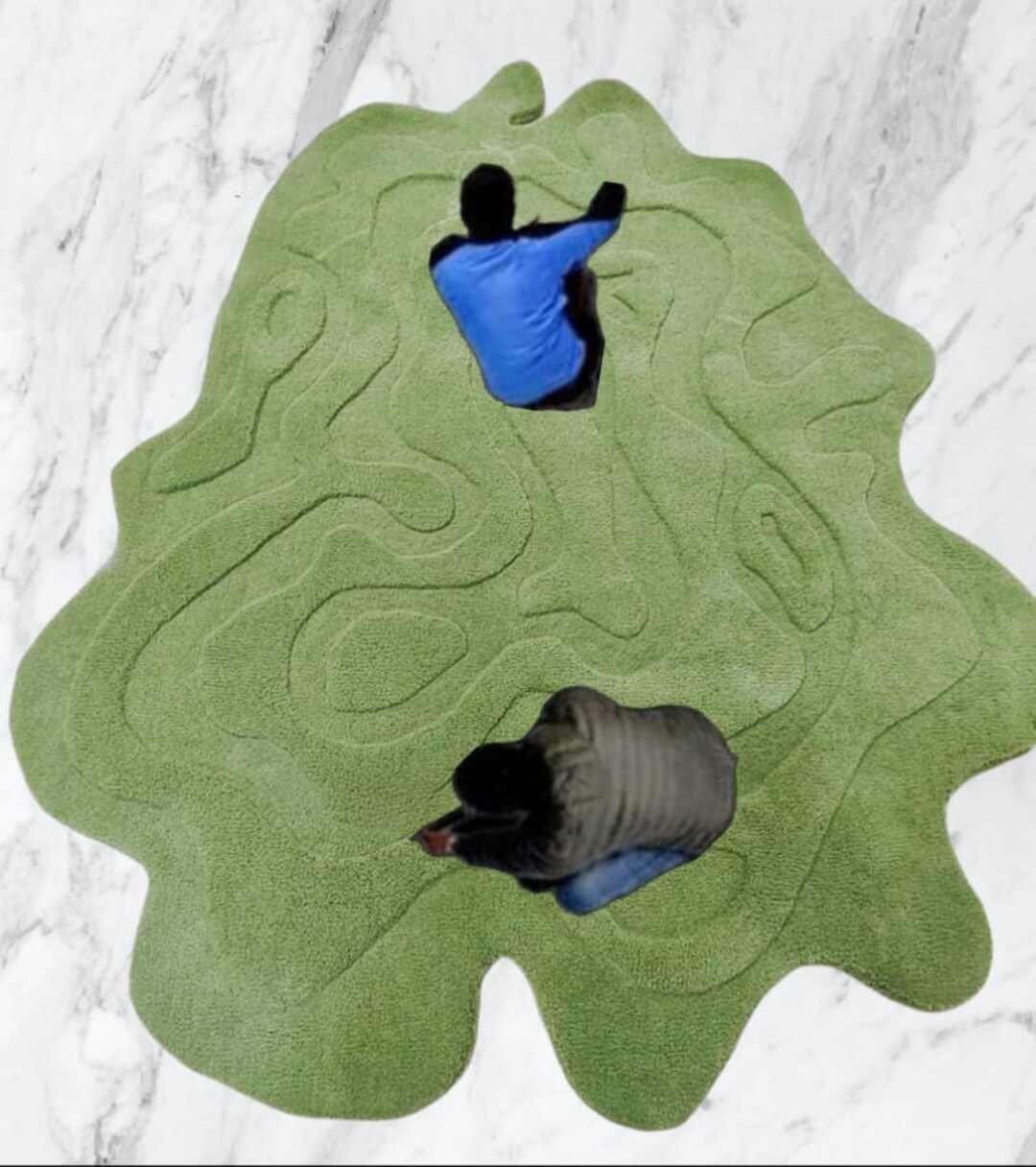 Amoeba Irregular Shaped Throw Rug Hand-tufted 100% Wool Handmade Area ...