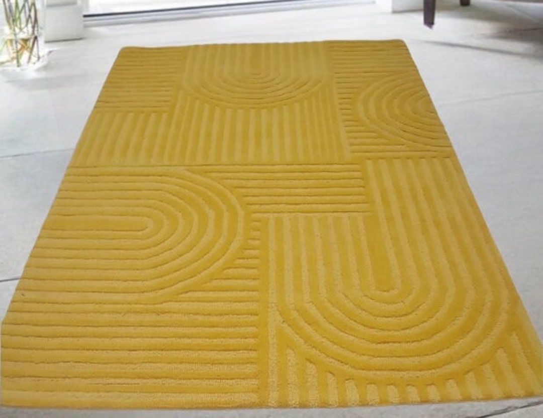 Modern Throw Rug/abstract Combed Curves Rug/handmade Area Rug /gift for ...