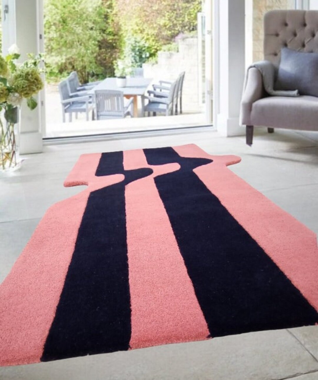 Melting Striped Rug, Abstract Tufted Rug, Handmade Balloon Rug, Hand ...