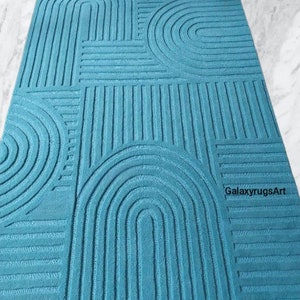 Modern Throw Rug/abstract Combed Curves Rug/handmade Area Rug - Etsy