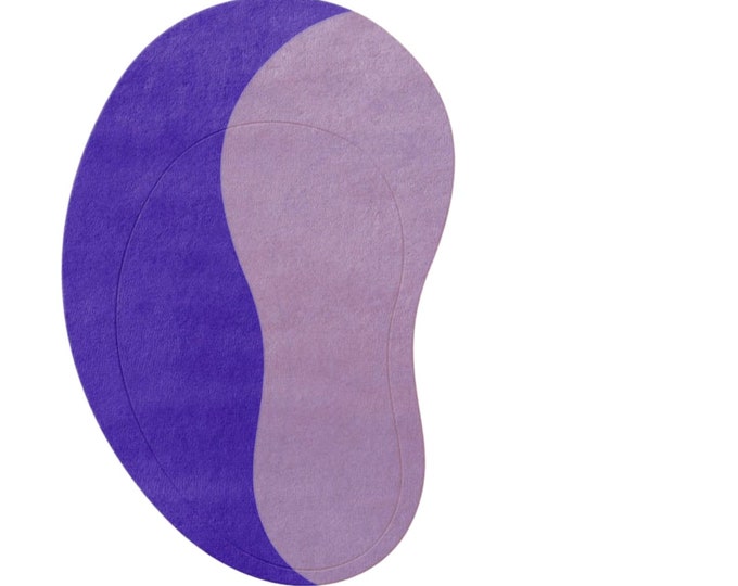 Irregular Kidney Bean Shape Tufted Colorful Rug, Multi-level Pile, Hand ...