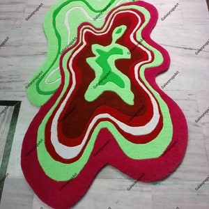 Twins Amoeba Brown Squiggle Shaped Rug Hand Tufted 100% Wool Handmade ...