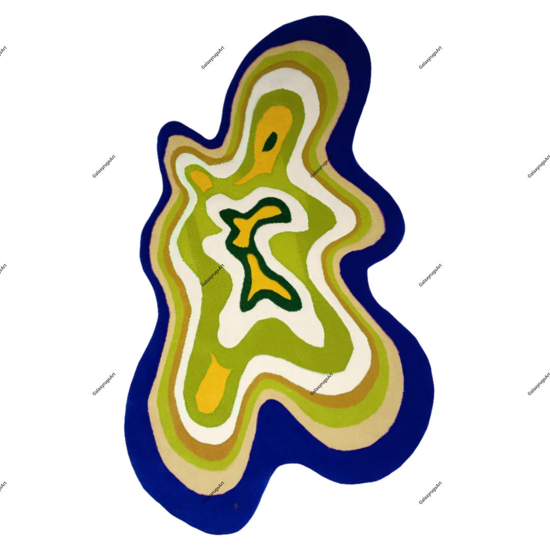 Twins Amoeba Brown Squiggle Shaped Rug Hand Tufted 100% Wool Handmade ...