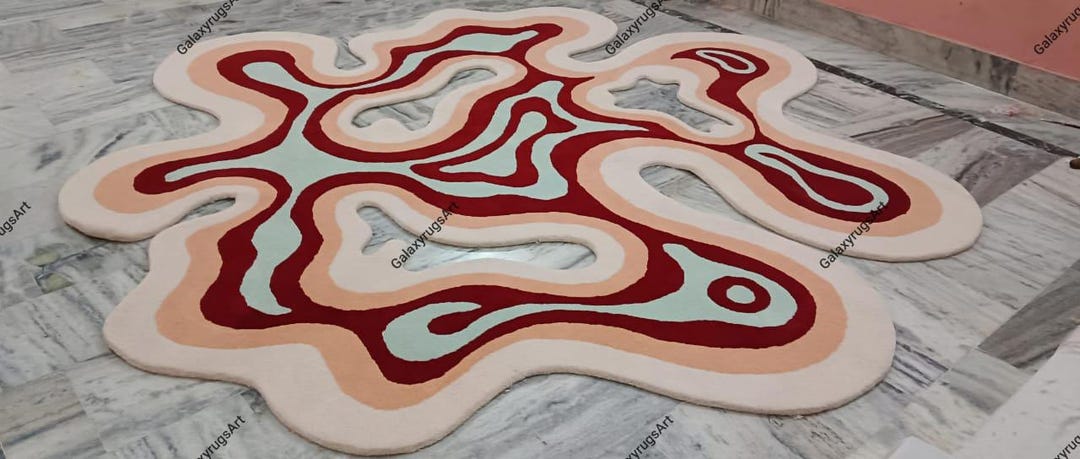 Irregular Amoeba Shaped Rug Hand-tufted 100% Wool Handmade Area Rug ...