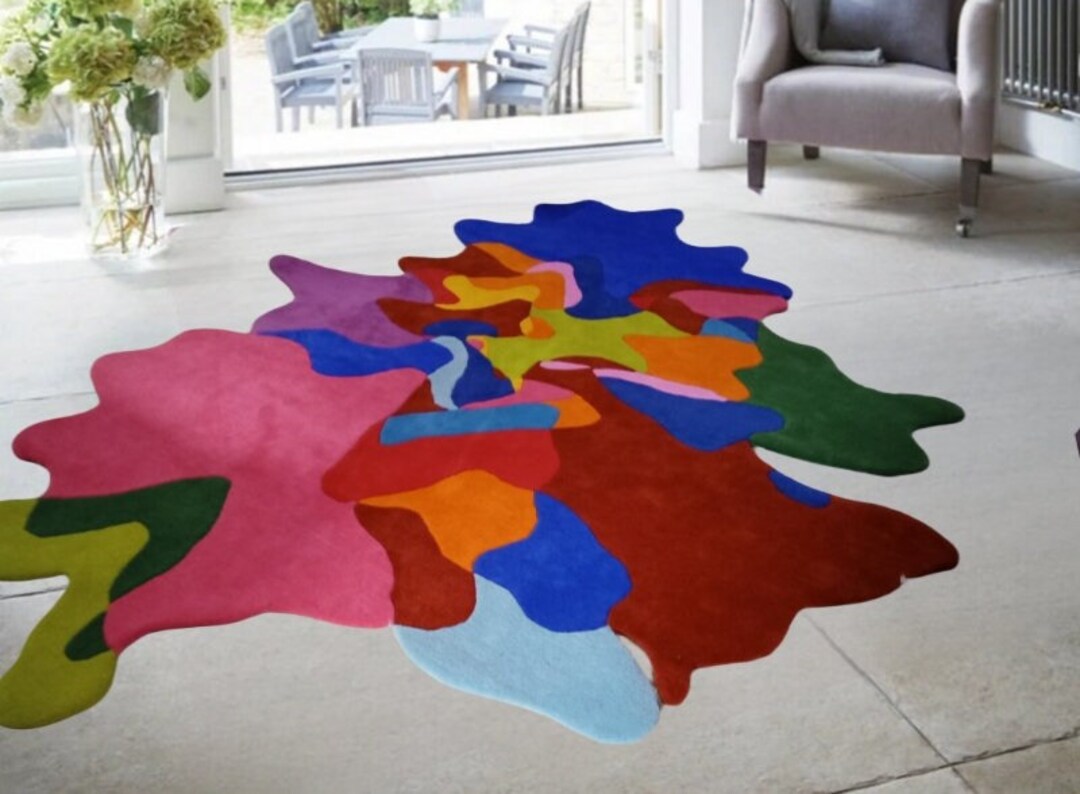 Hand Tufted Wool Area Rugs Modern Area Rug Handmade Colorful Area Rug ...
