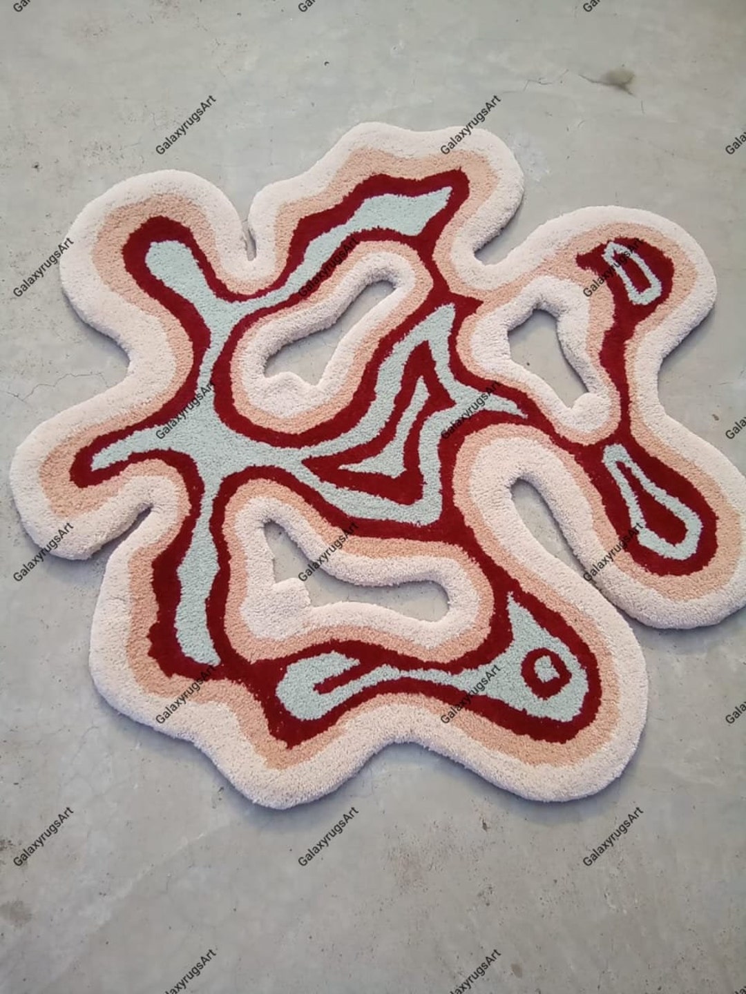 Irregular Amoeba Shaped Rug Hand-tufted 100% Wool Handmade Area Rug ...