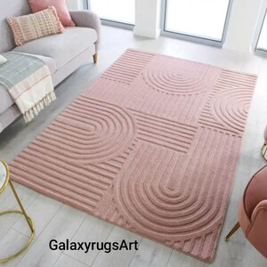 Modern Throw Rug/abstract Combed Curves Rug/handmade Area Rug - Etsy