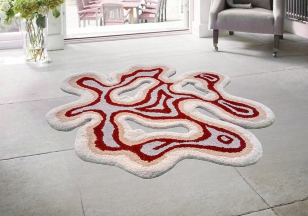 Irregular Amoeba Shaped Rug Hand-tufted 100% Wool Handmade Area Rug ...