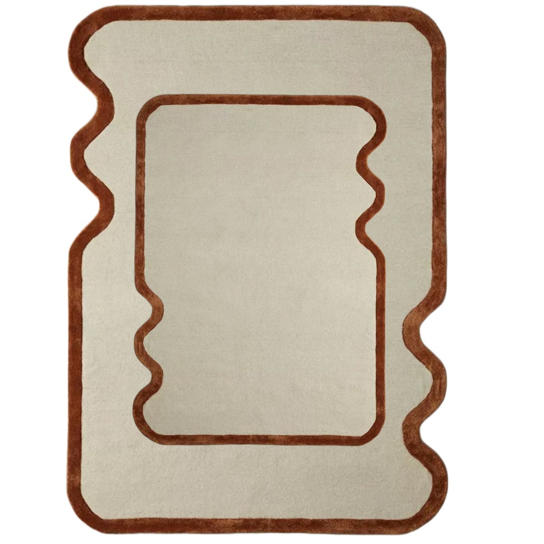 Minimalist Modern Abstract Irregular Squiggle Shaped Rug Attractive ...