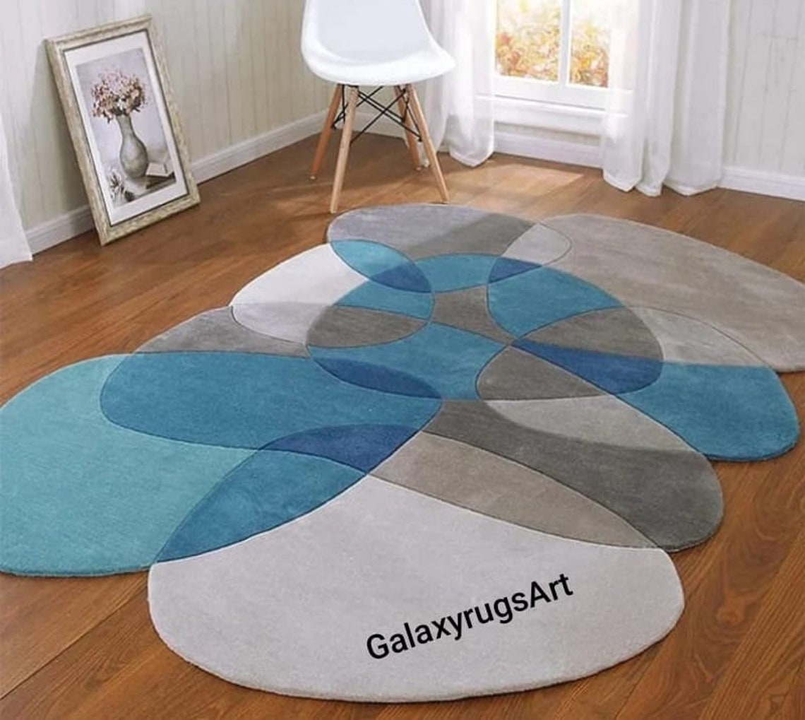 Irregular Shape Hand Tufted Rug/ Abstract Feel for Living - Etsy