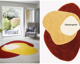 Modern Abstract Irregular Handmade Woolen Designer Tufted Area Rug for ...