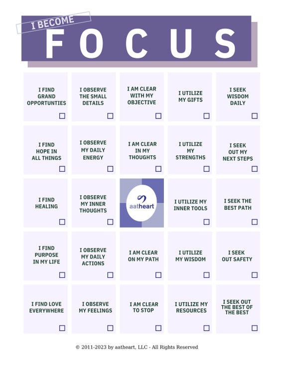 I Become FOCUS positive Acronym Affirmations Digital Product - Etsy