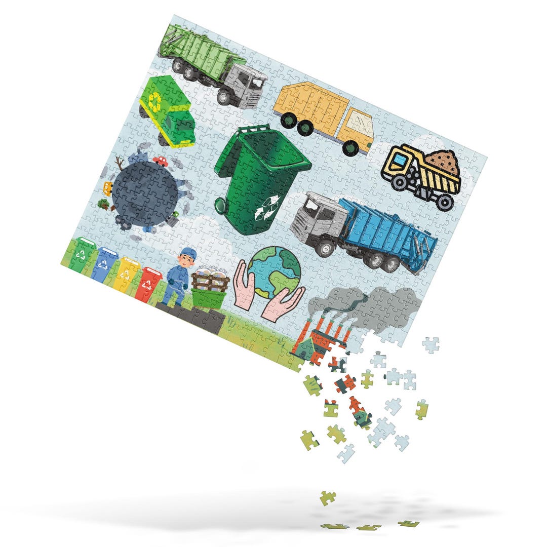 Garbage Truck Jigsaw Puzzle for Kids Fun Educational Trash Truck Toy ...