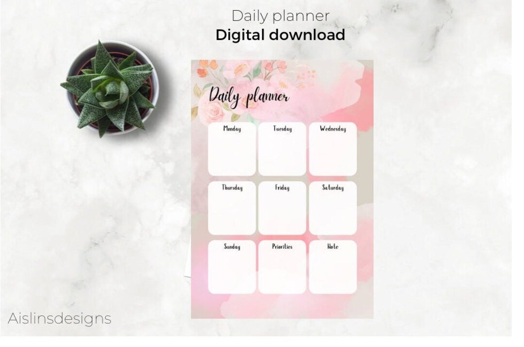 Pink Daily Planner Digital Download - Etsy