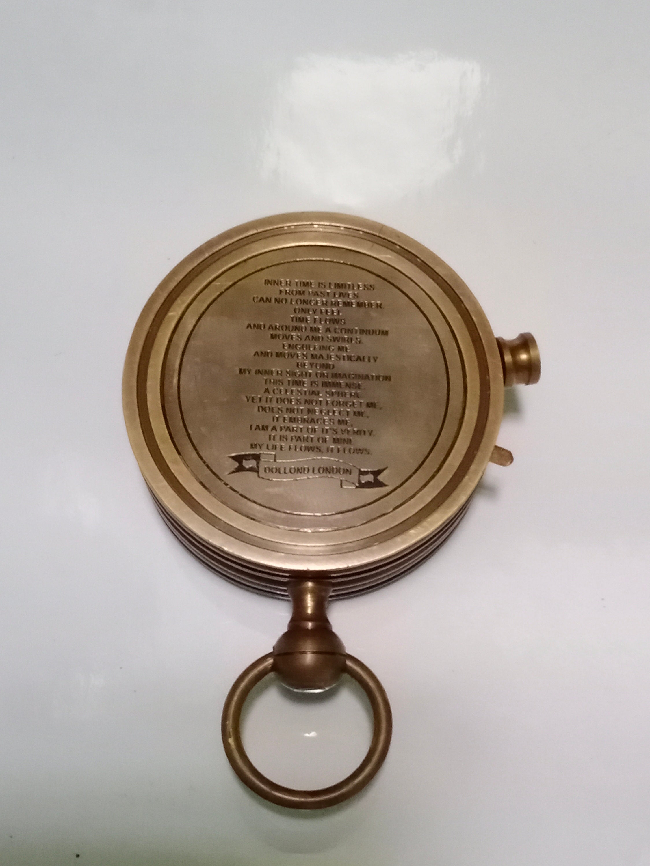 Dollond London Engraved Brass Compass With Embossed Needle & Leather ...