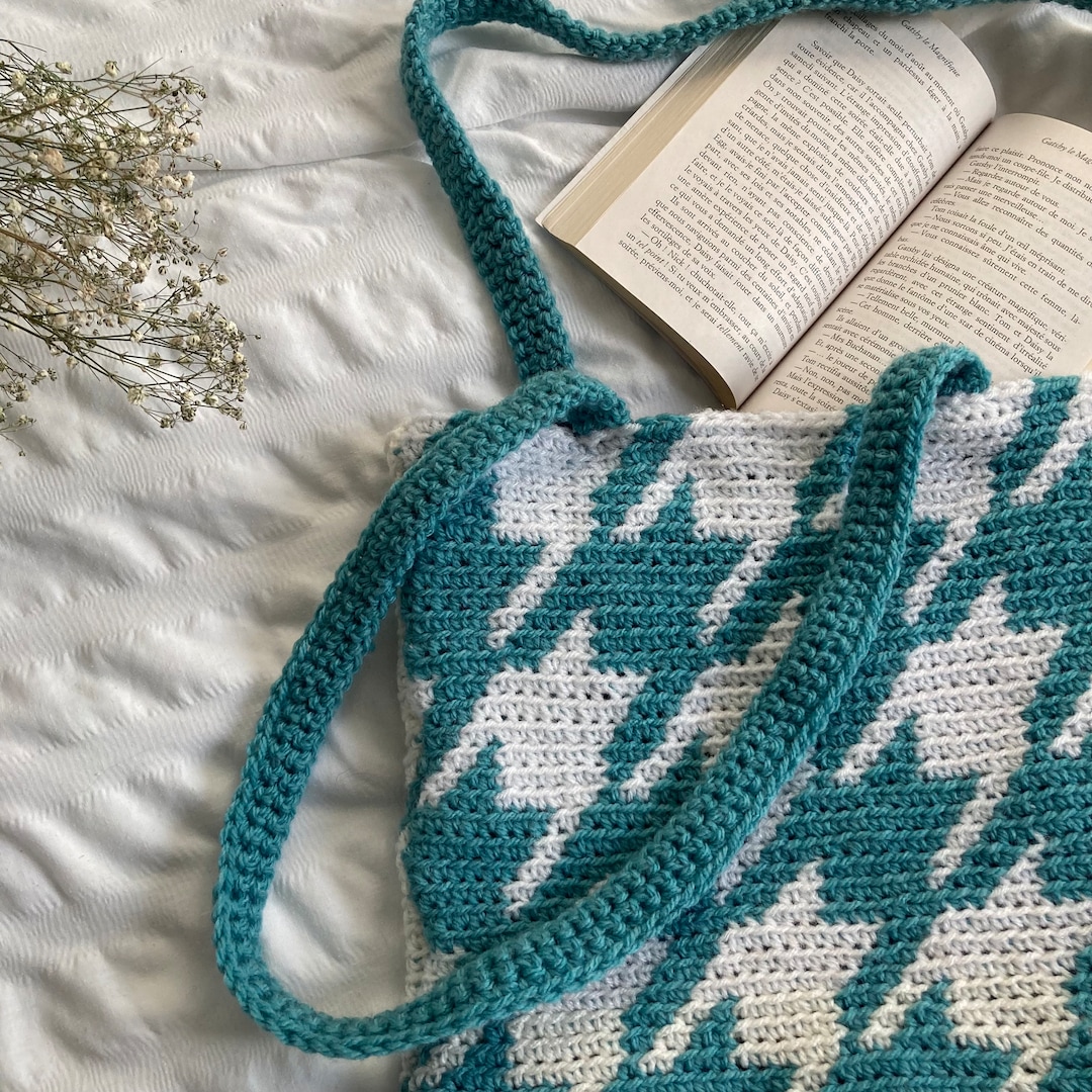 Houndstooth Crochet Tote Bag Pattern With Lining | Tapestry Crochet ...
