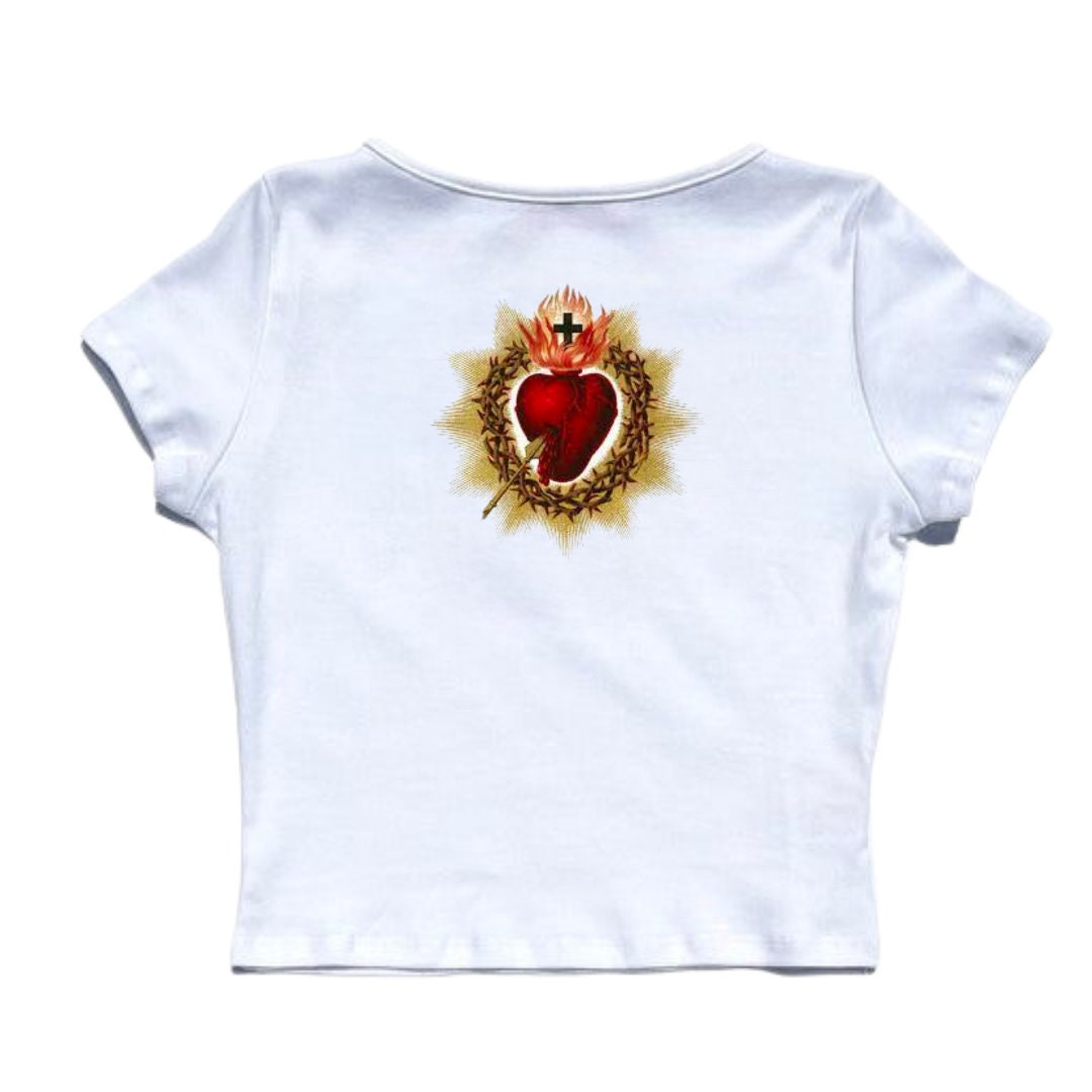 Sacred Heart Baby Crop Top ,cute Crop Top ,graphic Top , Gift for Her ...