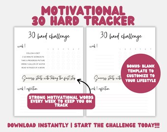 30 Day Hard Challenge Tracker , 30 Day Tracker , 30 Hard Challenge ...