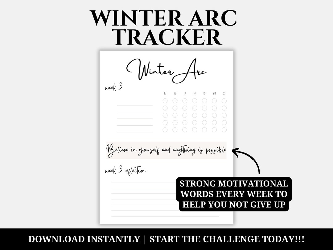 Winter Arc Challenge, Winter Arc Tracker, Guide to Success - Etsy