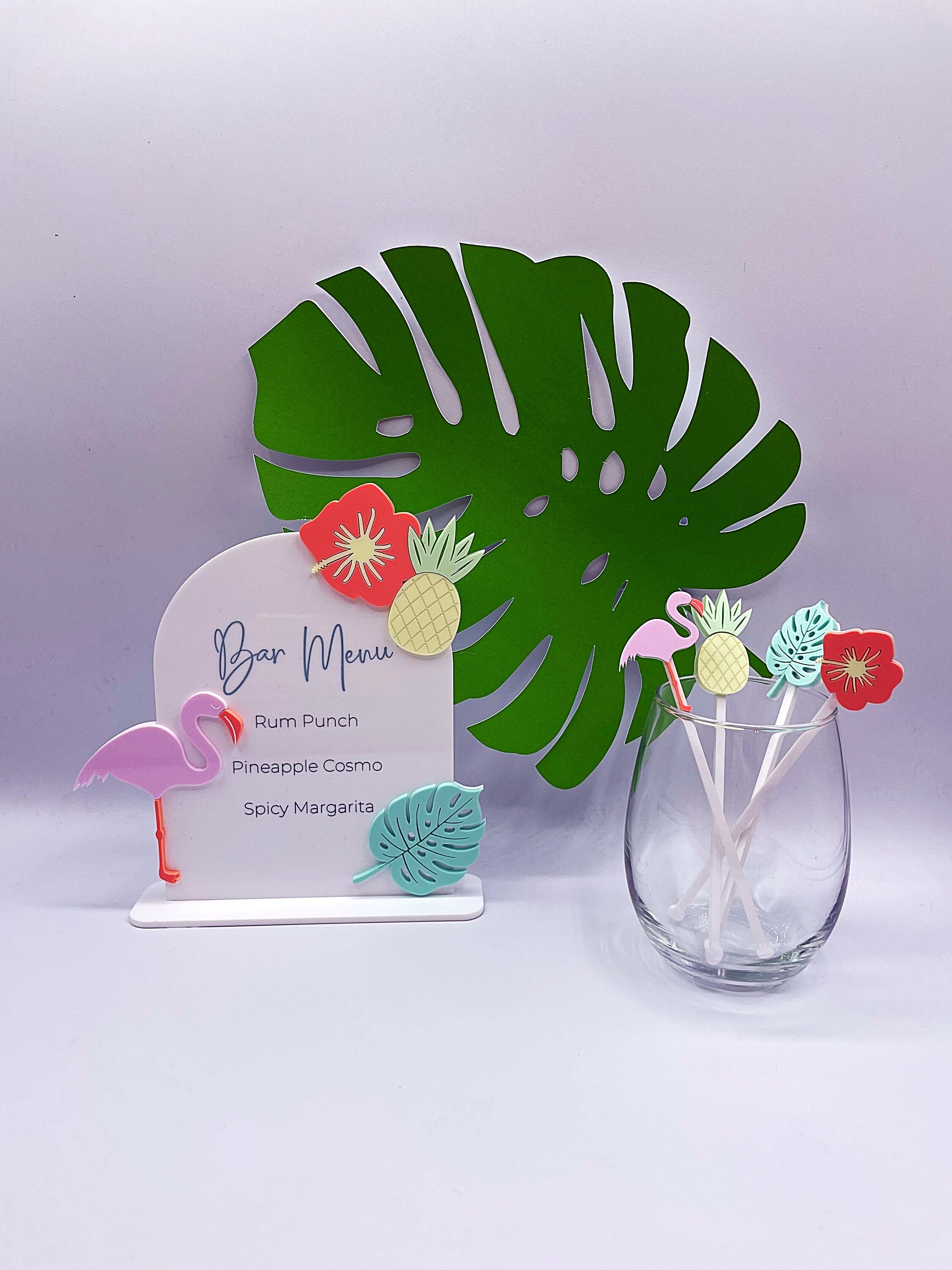 Tropical Bar Menu, Party Menu, Event Decor, Tiki Party, Colorful Pastel ...