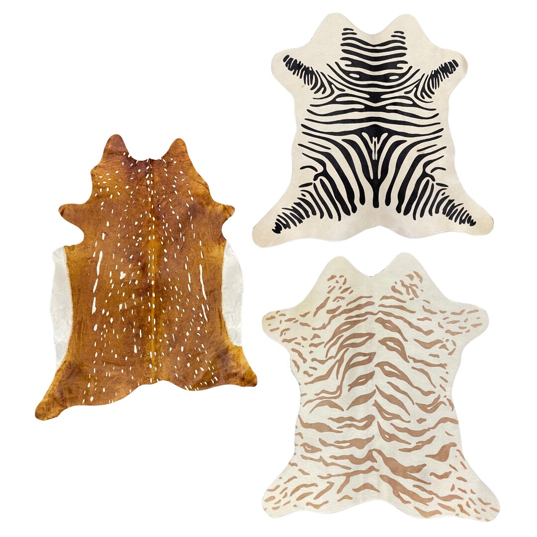 Mini Cowhides Baby Zoo Rugs Zebra, Snow Tiger, or Axis Deer Printed ...