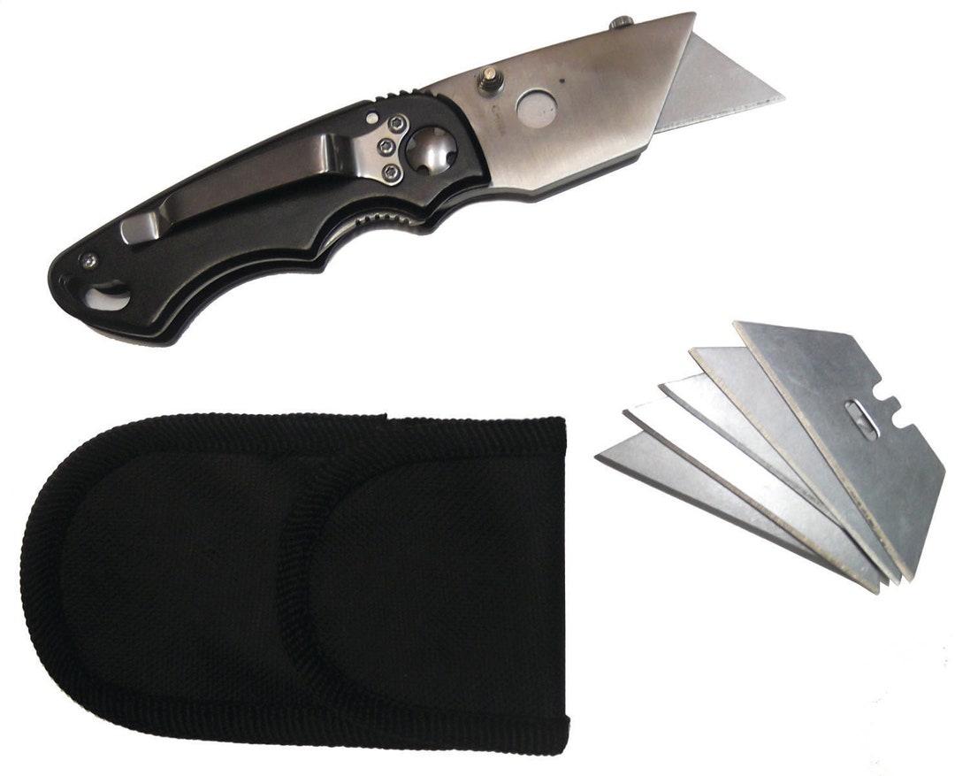 Compact Folding Utility Knife With Case and 5 Extra Blades - Etsy