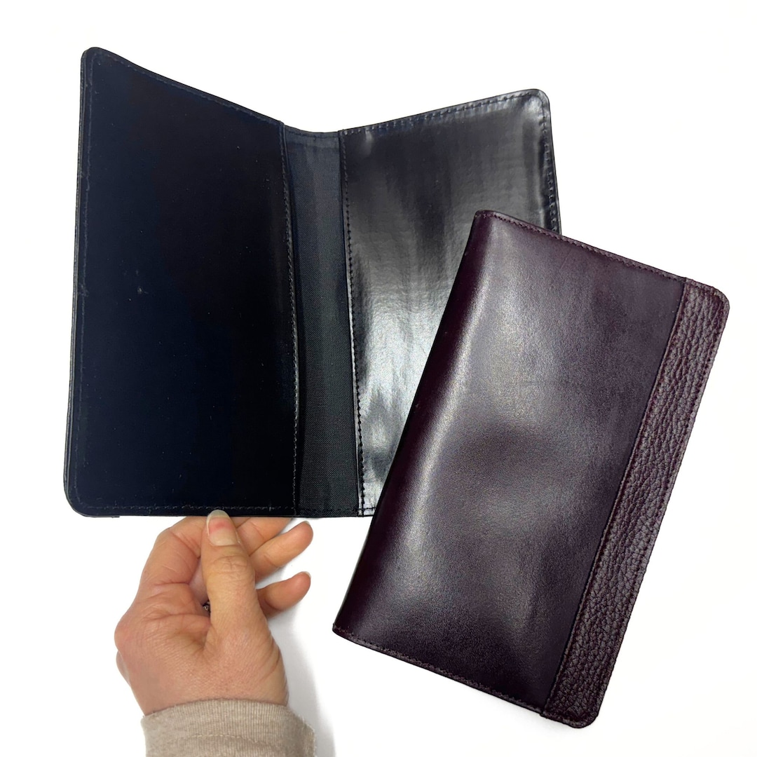 Leather Pocket Secretary Travel Document Organizer Basic Wallet Diary ...
