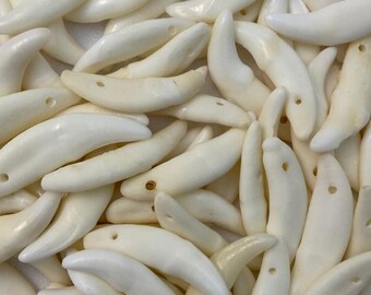 Acrylic Tooth Supply, 10-100pcs Acrylic Ivory Curved Sharp Animal Teeth ...