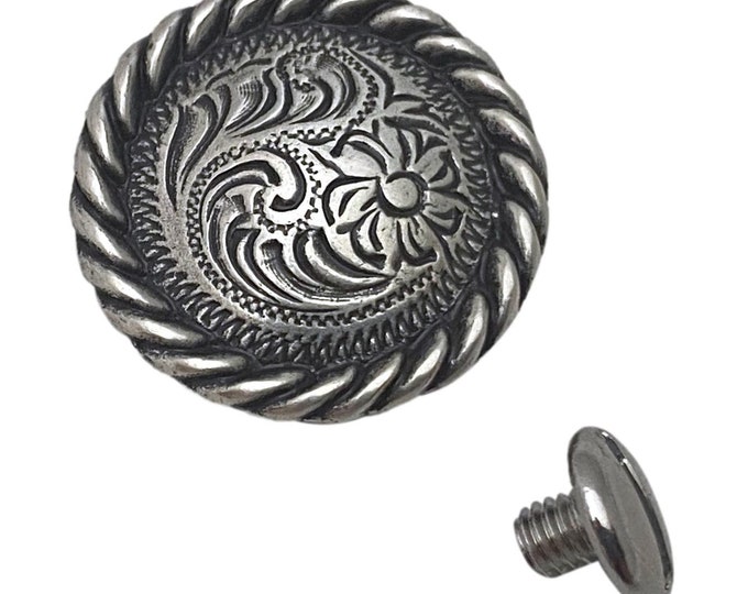 4 Pack Flower Screw Back Conchos With Braided Edge 1 - Etsy