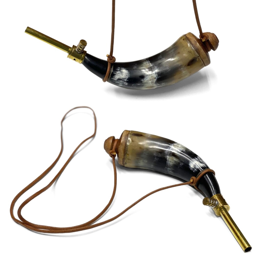 Genuine Buffalo Powder Horn With Easy Brass Loader - Etsy
