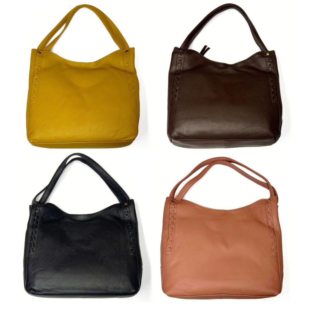 Cow Nappa Leather Purse With Multiple Straps & Pockets Black, Brown ...
