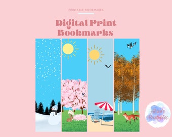 Four Seasons Bookmarks Printable Set, Ladies of the Seasons, Book Lover ...