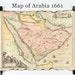Old Map of Arabia 1661 on Handmade Scroll, Vintage Map of Arabian ...