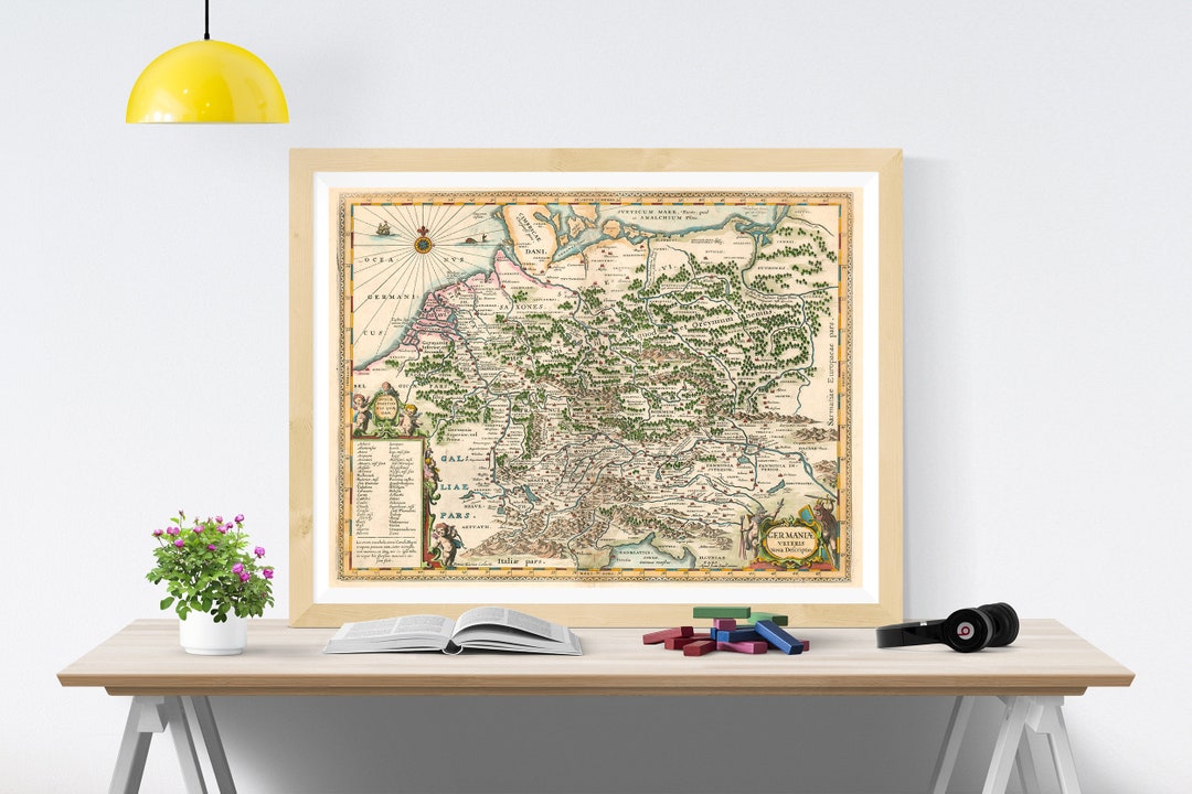 Vintage Germany Map, Ancient Map of Germany 1657 Jansson, Germania Old ...