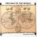 1765 Map of the World, Old World Map, Vintage Double Hemisphere World ...