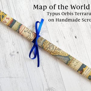 Vintage World Map on Handmade Scroll, Typus Orbis Terrarum Antique World Map, First Modern World ...