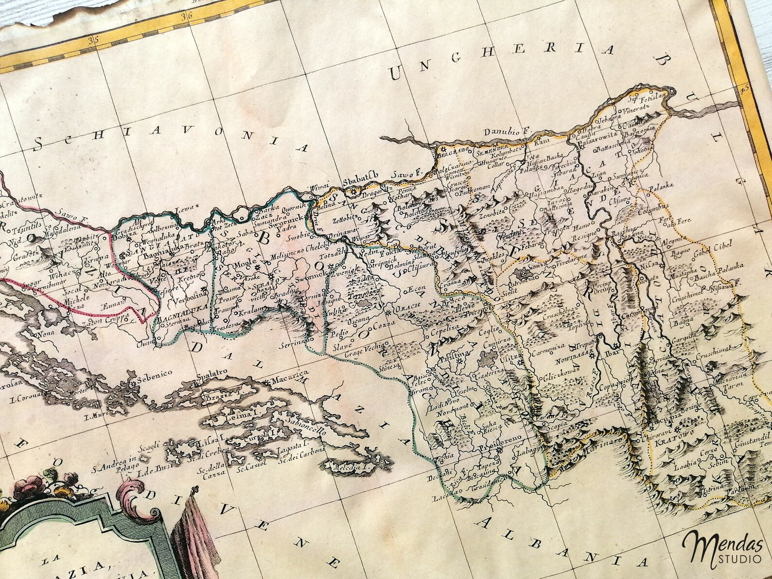 Old Map of Croatia, Bosnia-herzagovenia and Serbia 1782, Handmade ...