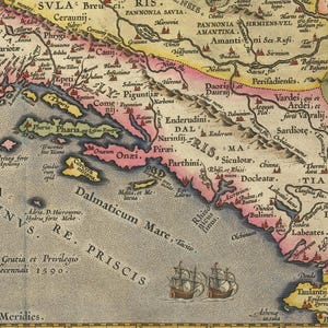 Map of Pannonia and Illyria 1590, Old Map of Southeastern Europe ...