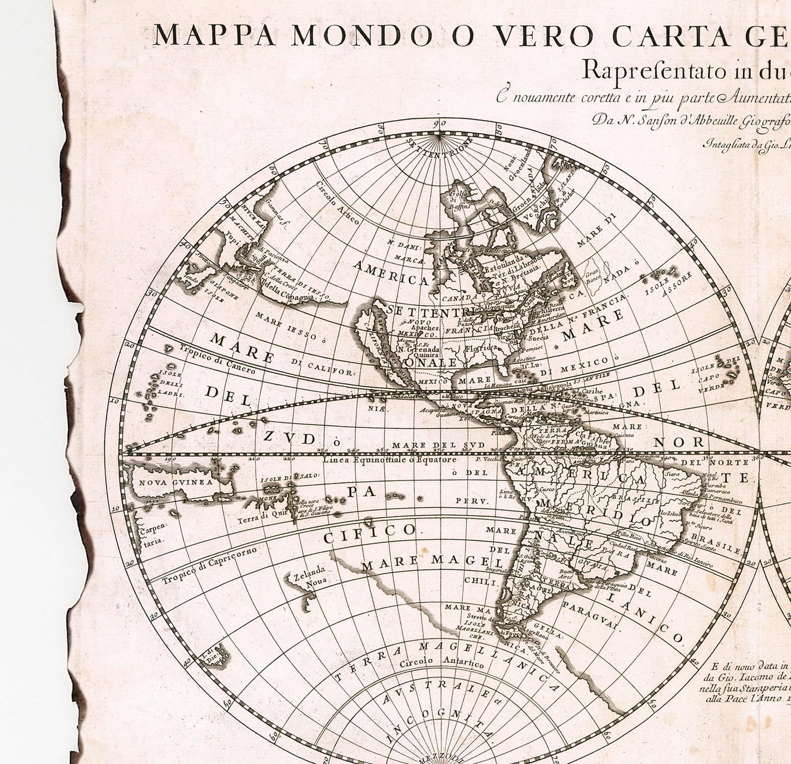 1674 Map of the World by Giacomo Giovanni Rossi, Old World Map 1674 ...