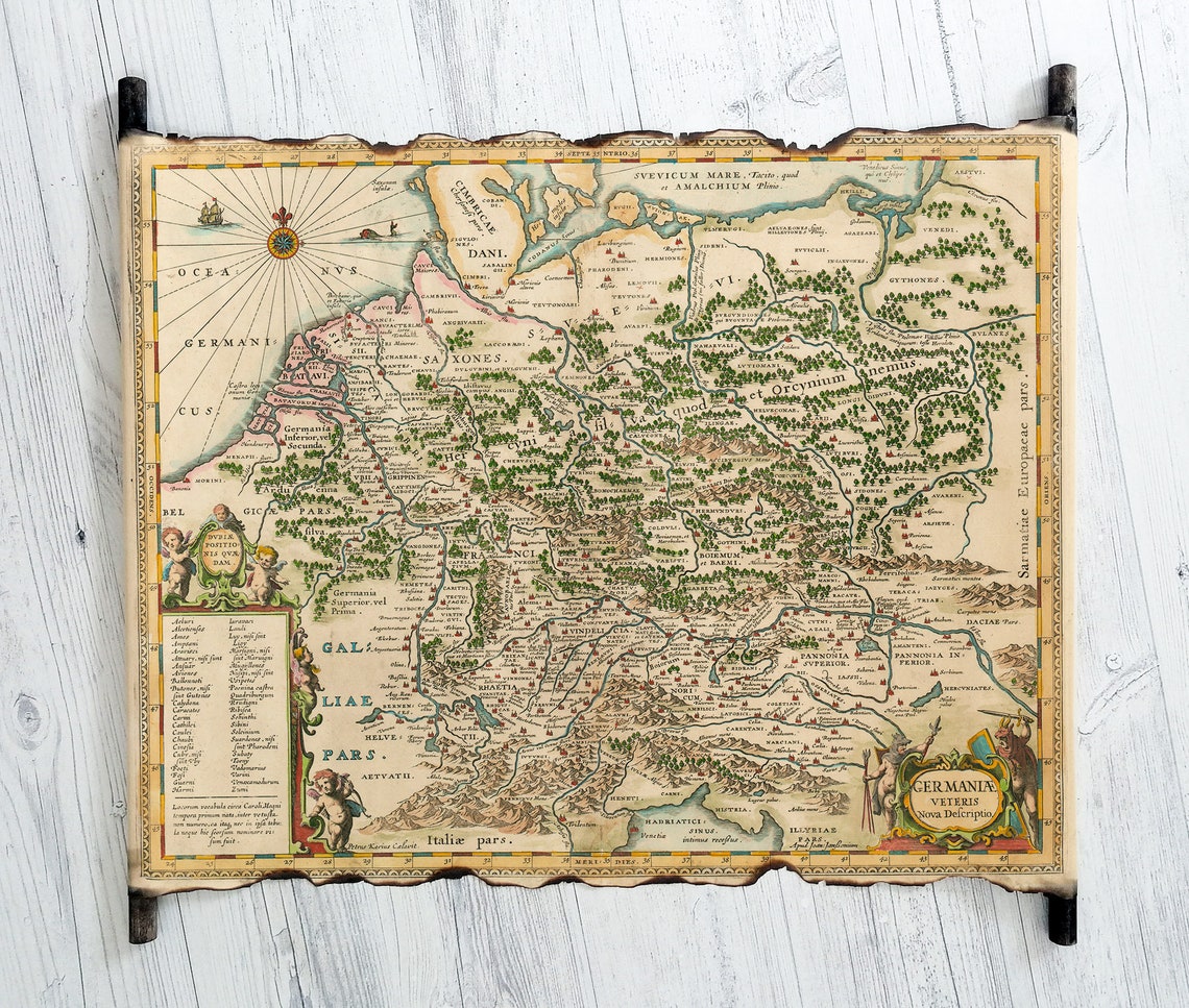Germany Old Map, 1657 Jansson Map of Germany (germania), Antique Map of ...