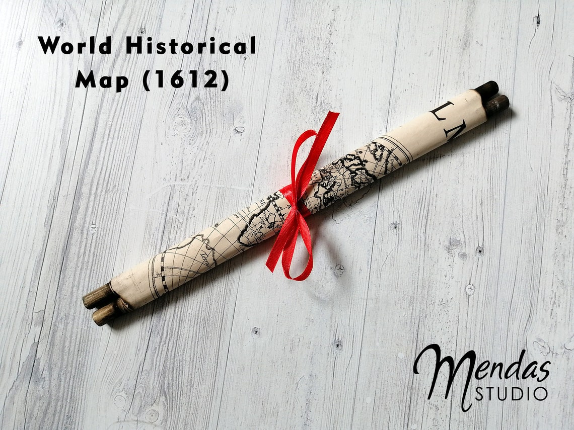 World Historical Map (1612) Scroll, Old World Map, Vintage World Map on ...