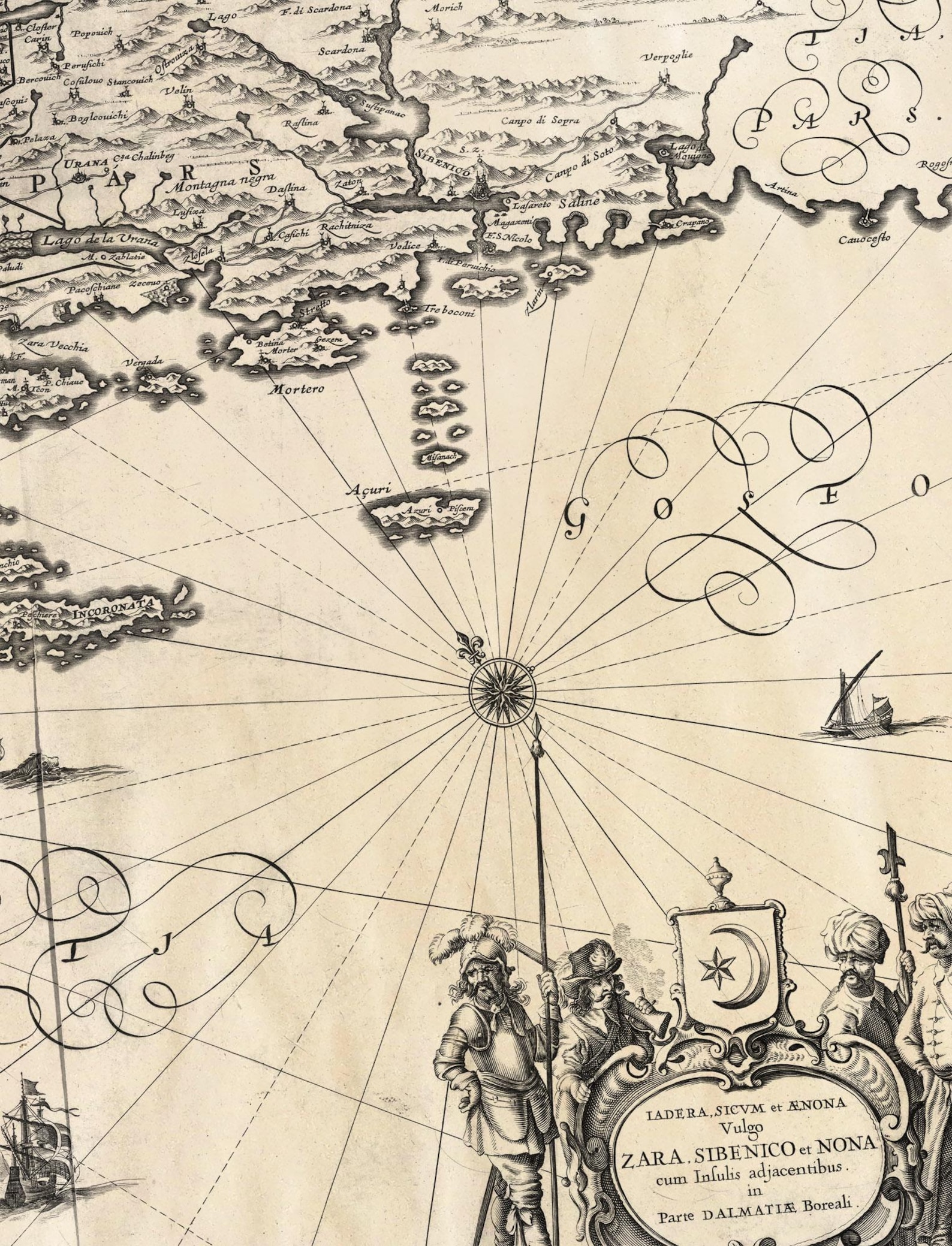 1650 Old Map of Dalmatia & Croatia on Handmade Scroll, Atlantis Majoris ...