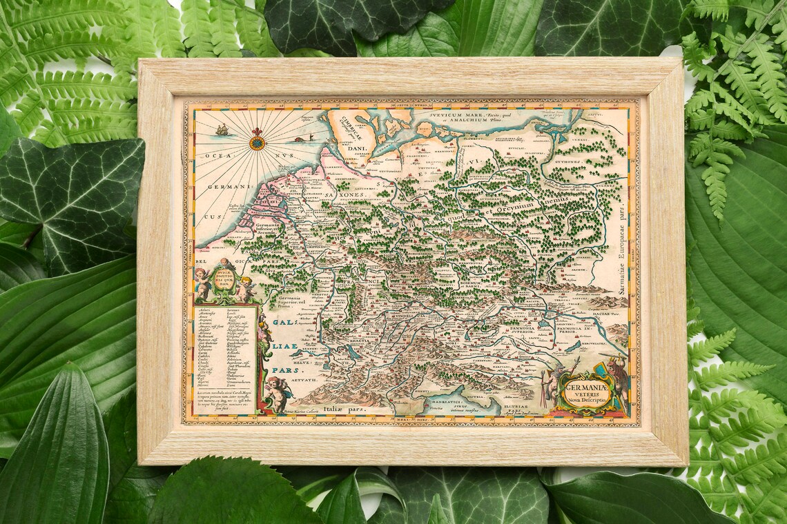 Vintage Germany Map, Ancient Map of Germany 1657 Jansson, Germania Old ...