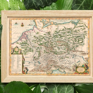 Vintage Germany Map, Ancient Map of Germany 1657 Jansson, Germania Old ...