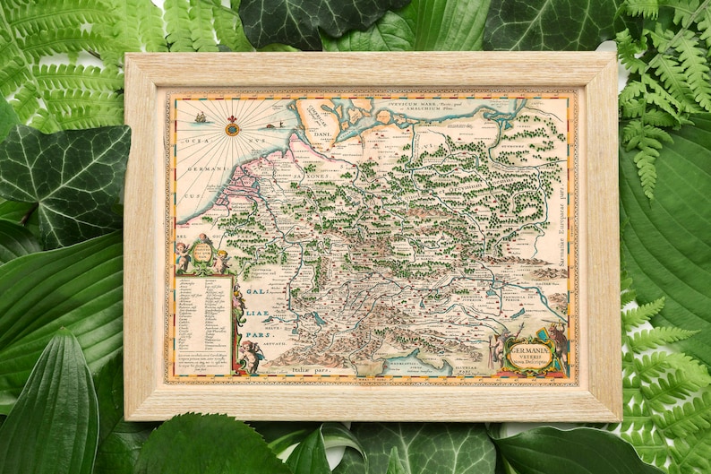 Vintage Germany Map, Ancient Map of Germany 1657 Jansson, Germania Old ...