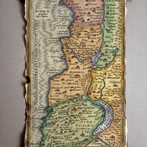 Antique Map the Holy Land 1624, Detail Map by Abraham Ortelius on ...